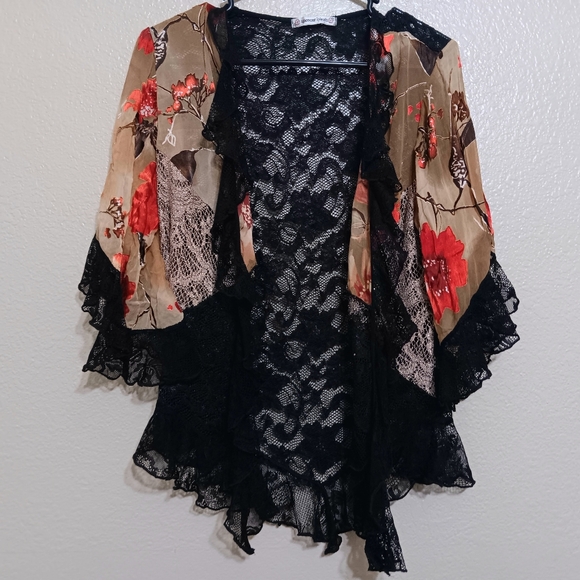 Spencer Alexis | Jackets & Coats | Spencer Alexis Black Floral Silk ...